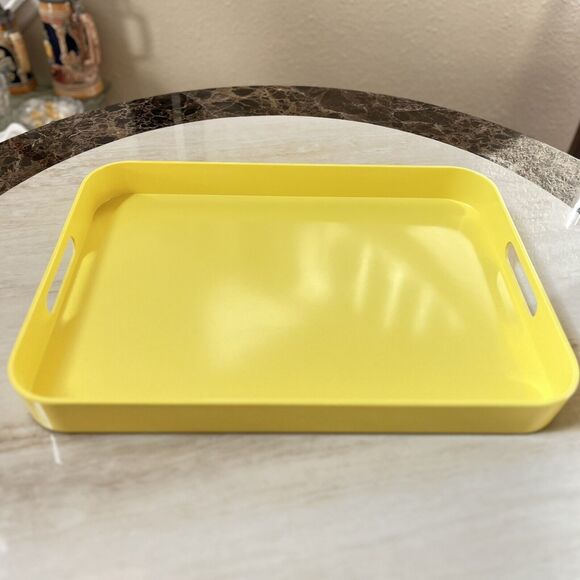Dining | Heavy Weight Serving Tray Pale Yellow Melmac Rectangle Rounded ...